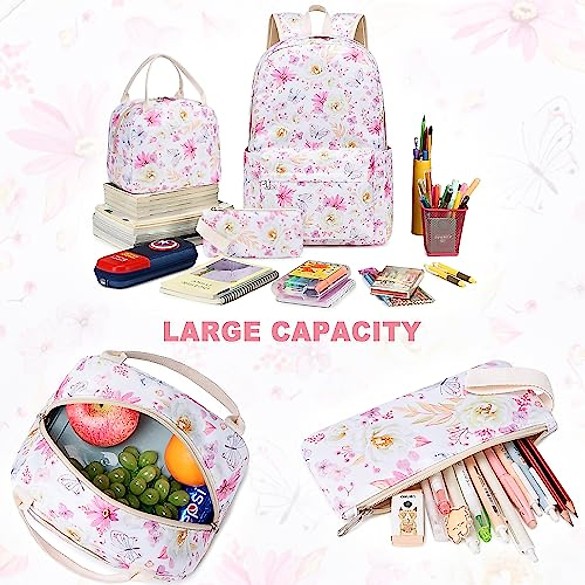 CAMTOP School Backpack for Girls Boys Teens Bookbag Set Tie Dye Kids Backpack 3 In 1,School Bags with Lunch Box Pencil Case