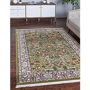 Unique Loom Narenj Collection Area Rug - Bristol (5' 3" x 8' Rectangle, Green/ Ivory)