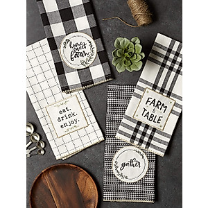 DII Home Sweet Farmhouse Kitchen Collection, Dishtowel Set, 18x28, Black, 4 Count