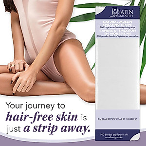 Satin Smooth Large Muslin Epilating Strips for Hair Removal, 100 ct x 2 packs