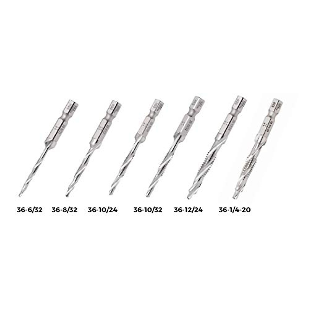 IDEAL Electrical 36-600 Standard Drill/Taps - (8 Piece) 1/4 in. Hex Shank, Drilling, Tapping, Deburring, HSS Bit Kit
