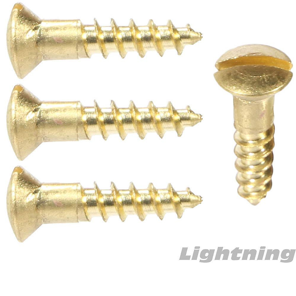 #4 x 3/8 Solid Brass Wood Screws Oval Head Slotted Drive Quantity 100