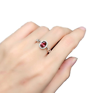 YangQian Halo Ruby Wedding Rings for Women Cubic Zirconia Princess Ring for Girls Diamond Promise Finger Rings for Women