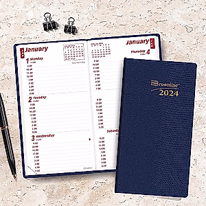Brownline 2024 Traditional Weekly Pocket Planner, Appointment Book, 12 Months, January to December, Perfect Binding, 6" x 3.125", Assorted Colors (CB403.ASX-24)