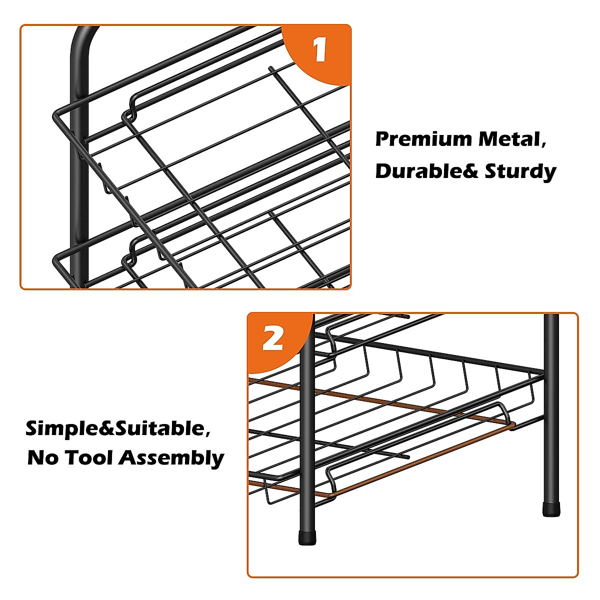 MOOACE Can Rack Organizer, 2 in 1 Can Storage Dispenser Holds up to 72 Cans, Can Organizer for Pantry Kitchen Cabinet, Black