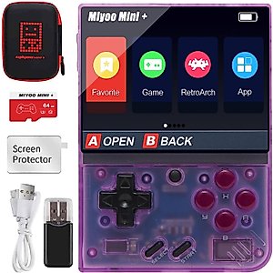 Miyoo Mini Plus Handheld Game Console with Storage Bag, 3.5 Inch Open Source Retro Game Console, Built in 64G TF Card & 10000+ Classic Games, Support WiFi
