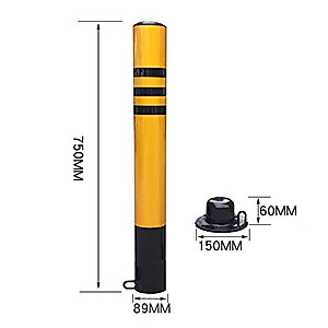 CAIMIAO Galvanized Steel Pipe Car Parking Space Lock,Anti-Rust/Black Yellow/76×500MM