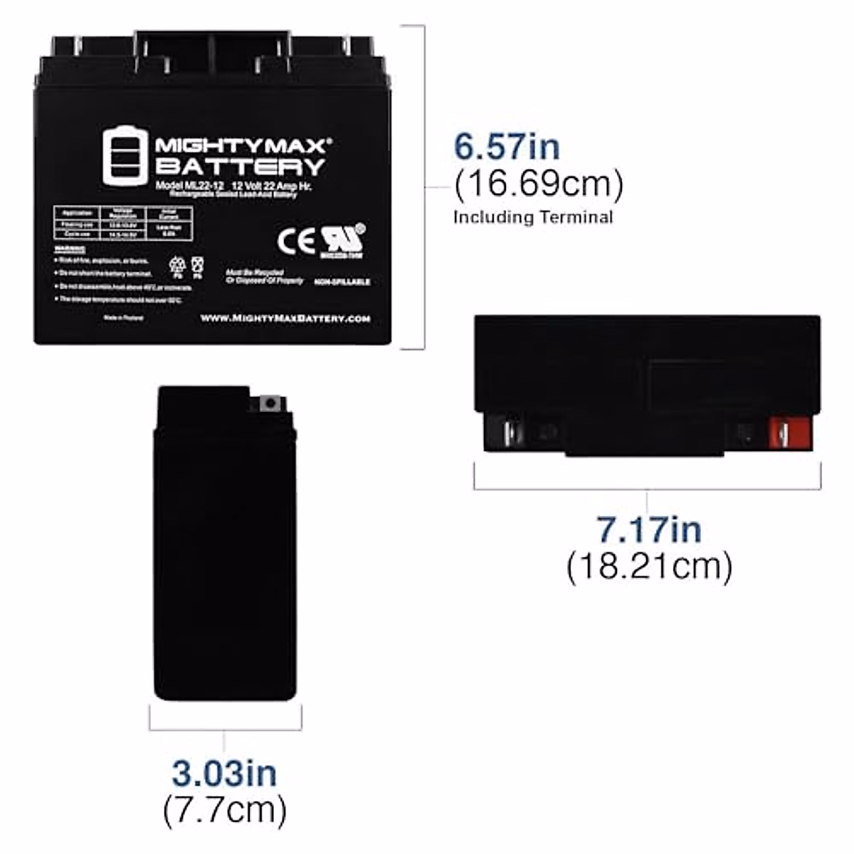 Mighty Max Battery 12V 22AH SLA Battery Replacement for BB HR22-12