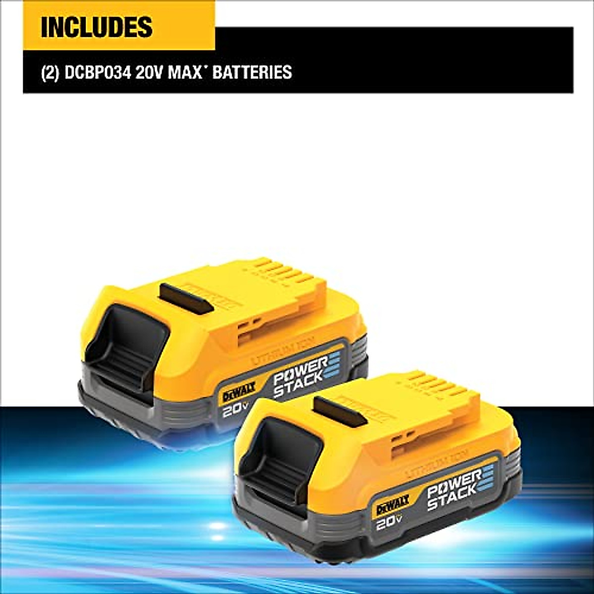DEWALT 20V MAX* POWERSTACK™ Compact Battery, 2 Pack (DCBP034-2)