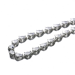 MASOP Women's Silver-tone Clear CZ Cubic Zirconia Pear Shape Teardrop Luxury Necklace Choker 16.8inch