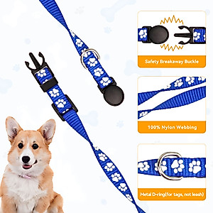 16 Pack Puppy Collars,Puppy Collars for Litter,Paw Print Safety Puppy Collars for Small Puppies,Nylon Breakaway Puppy ID Collars Whelping Collars Litter Collars Glow in The Dark(S)