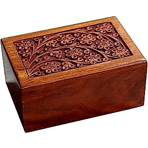 Tree Of Life Urns For Dog and Cat Ashes | Wooden Pet Urns | handmade Uns | Wood Cremation Urns | Dog Urns | Funeral Urns | Rosewood Urns With Bottom Opening System (5 x 3 x 2)