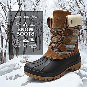 STQ Winter Snow Boots for Women Waterproof Cold Weather Women Duck Boots Taupe/Tan 8 M