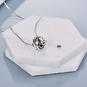 ONEFINITY Sterling Silver Tree of Life Urn Necklace for Ashes Round Family Tree Pendant Cremation Jewelry for Ashes of Loved Ones Keepsake