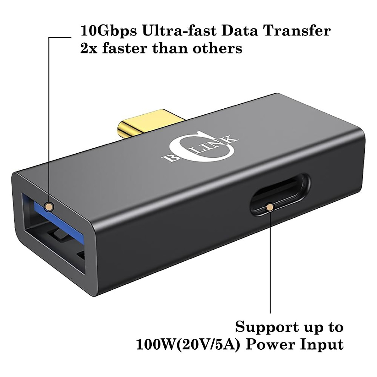 BCLINK 2-in-1 USB C to USB 3.1 Adapter with 100W Charging Port, Thunderbolt 4/3 OTG Converter for Meta Quest 2, iPhone 15, MacBook, iMac, iPad and More - Space Gray