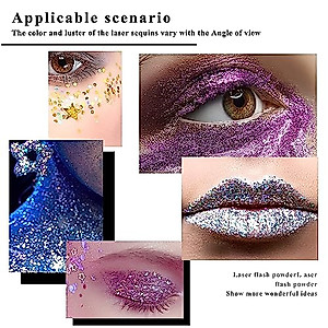 2 Colors Body Glitter Gel, Face Glitter Body Gel Sequins Shimmer Liquid Eyeshadow, Holographic Glitter Gel Festival Glitter Makeup.(03#Pink+06White)