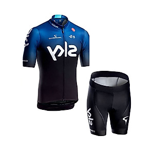 Cycle Clothes Jersey Profession Bike Clothing Unisex MTB Summer Set+Silica Bib Shorts+Reflective Strip+Back Pocket BlueB-XXL