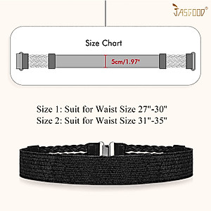 JASGOOD Straw Woven Elastic Belt Summer Boho Braided Dress Belt Women Stretch Waist Belt, C-Black, Fit Waist 30"-34"