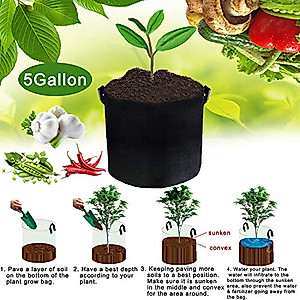 JES&MEDIS 12-Pack 5 Gallon Plant Grow Bags Thick Aeration Non Woven Fabric Flower Vegetable Pots with Handles Garden Container Black (5 Gallon_12 Pack)