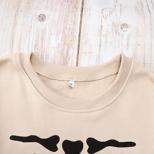 SOFEON Women Halloween Sweatshirt X-Ray Skeleton Maternity Sweatshirt Funny Pregnancy Announcement Crewneck Pullover Tops(Beige,XX-Large)