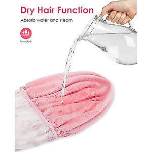 Auban Shower Cap, Shower Cap for Women Terry Cloth Lined EVA Exterior Reusable Double Layer Waterproof, Large Bath Hair Cap, Hotel Travel Essentials Accessories Cleaning Supplies(Pink)