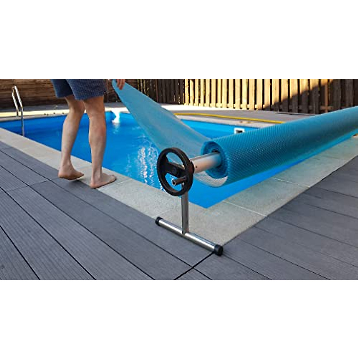 SunHeater Pool Solar Blanket - Heavy Duty Rectangular Pool Solar Cover with Bubbles - Heat Transfer Solar Pool Heater for In-Ground Swimming Pools - Durable 12 Mil Thick Polyethylene - 12' x 24' Feet