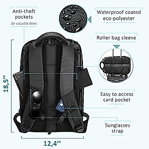 Sterkmann Expandable Carry on Backpack for men Overnight Weekender for Travel & Business Waterproof Fits 15" Laptop With Packing Cube, Shoe Pouch & Laundry Bag (20L-30L Capacity, 3 lbs)