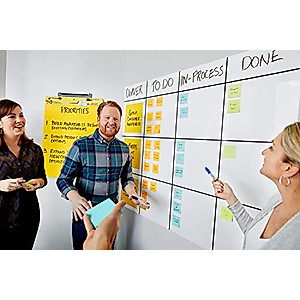 Post-it Dry Erase Whiteboard Film Surface for Walls, Doors, Tables, Chalkboards, Whiteboards, and More, Removable, Stain-Proof, Easy Installation, 4 ft x 3 ft Roll (DEF4X3)