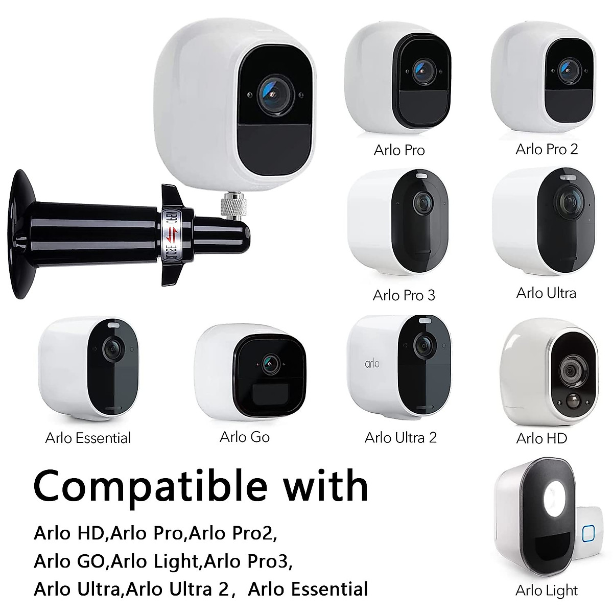 Haoyou Mount Mounting Bracket Adjustable Mount Outdoor Indoor Equipped for Arlo Arlo Essential Arlo Pro Arlo Go Arlo Pro 2/pro 3/Arlo Ultra 2 (2 Pack Black)