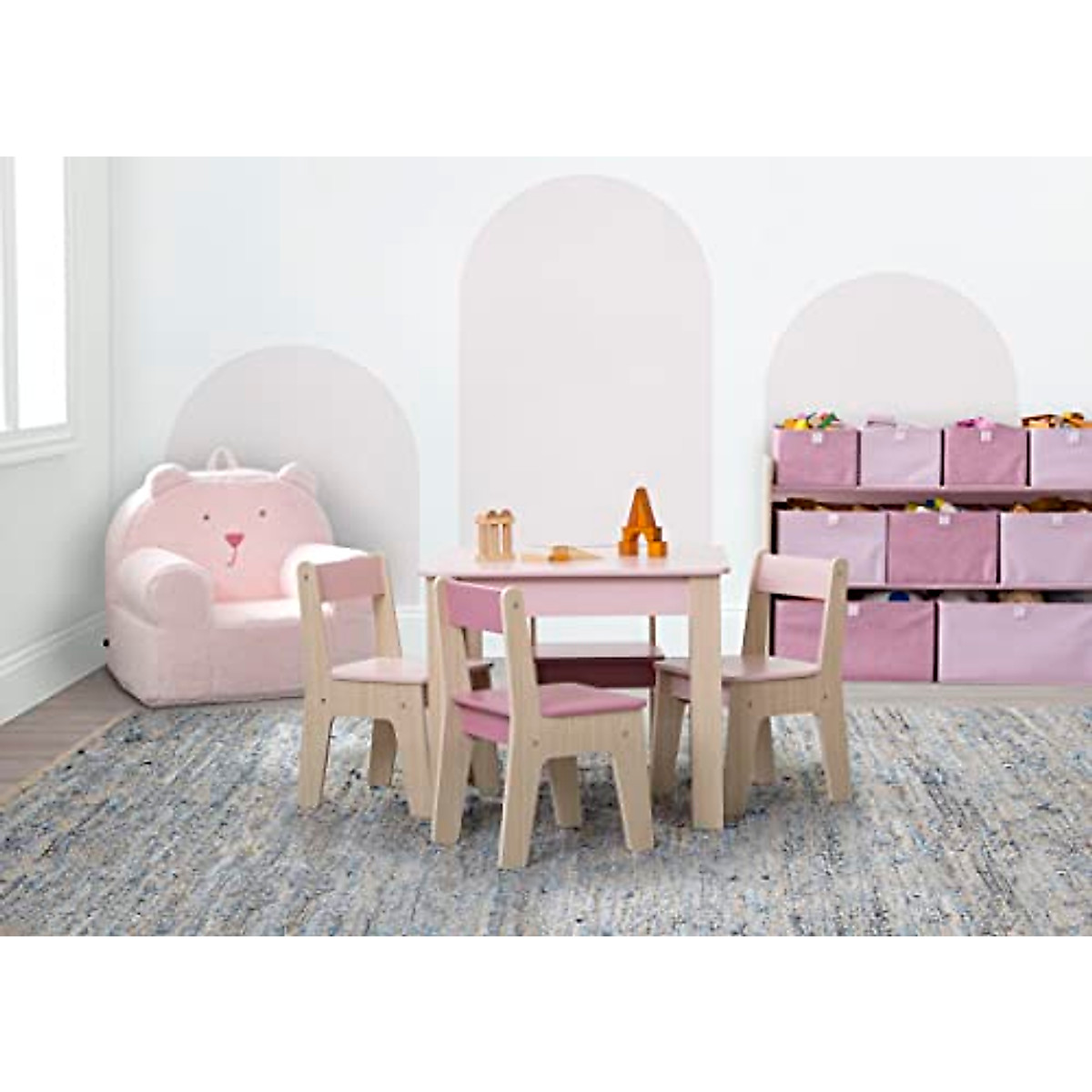 GAP GapKids Table and 4 Chair Set - Greenguard Gold Certified, Blush/Natural