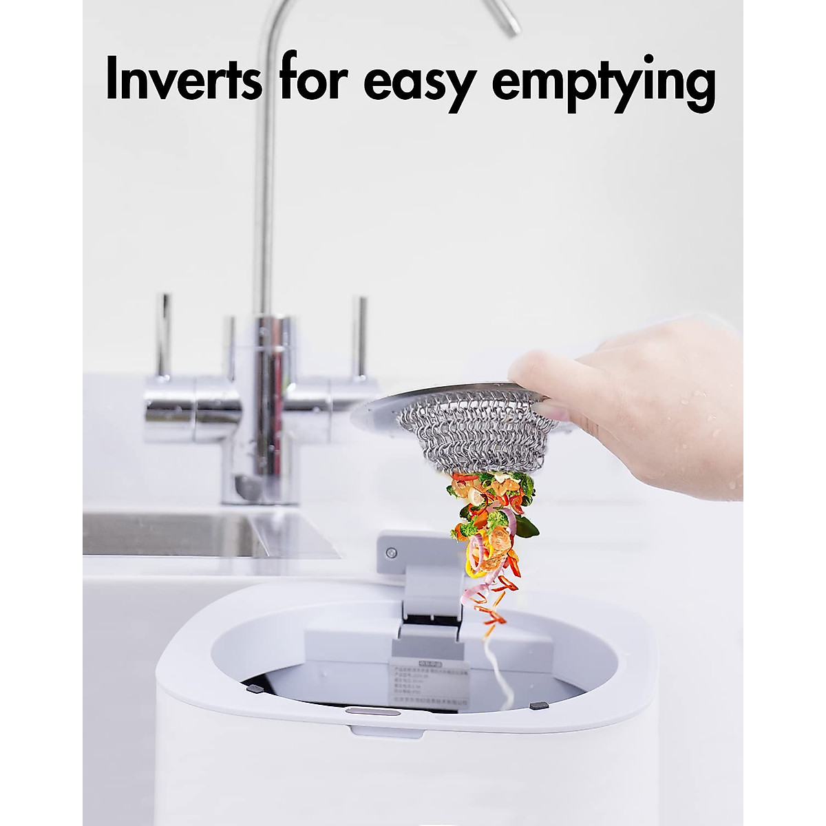 Kitchen Sink Drain Strainer, Flexible Sink Strainer with Stopper, 304 Stainless Steel Anti-Rust Mesh Sink Strainer, Wokdada Revolutionary Clog-Free Food Catcher for Garbage Disposal