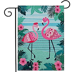 Summer Garden Flag Flamingo Welcome 12.5 x 18 Inch Vertical Double Sided Yard Outdoor Decoration