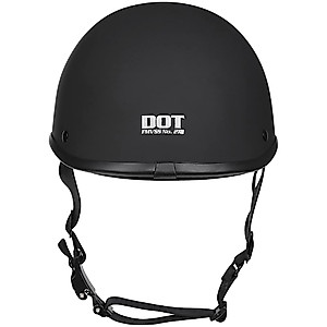 Woljay Helmets Half Cap Vintage Shell Open Face Motorcycle Helmet - DOT Approved (Medium, Dull Black)