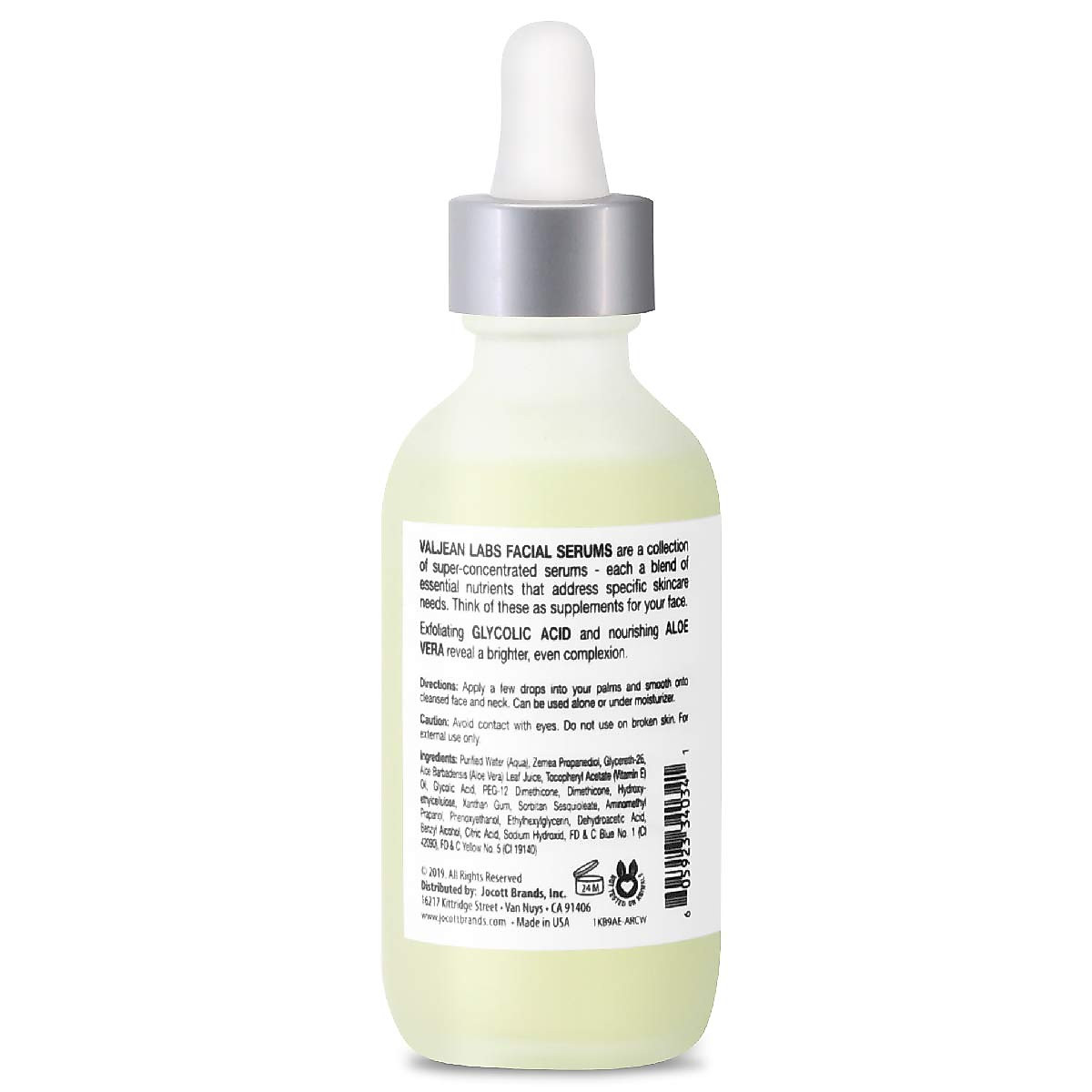 Valjean Labs Smooth Face Serum | Glycolic Acid + Aloe Vera | Helps to Exfoliate and Smooth for a Brighter Complexion | Paraben Free, Cruelty Free, Made in USA (1.83 oz)