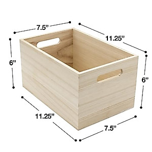 Sorbus Unfinished Wood Crates - Organizer Bins, Wooden Box for Pantry Organizer Storage, Closet, Arts & Crafts, Cabinet Organizers, Containers for Organizing (2 Pack)