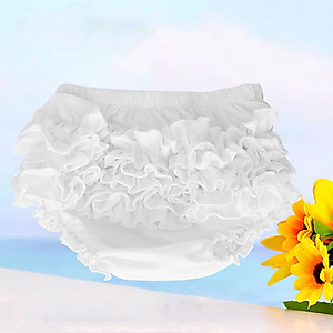 Baby Girl Ruffle Lace Pure Cotton Panties Diaper Cover for Halloween Christmas Party Size L(White)