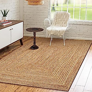 4x6 Rug,Rug 4x6', Rag Rugs,Jute Rug,Braided Rug, Jute Rugs, Jute Handloom Rug 4x6', Farmhouse Area Rugs, Natural Braided Doormat for Kitchen Entryway Pets Playing Rugs - Natural