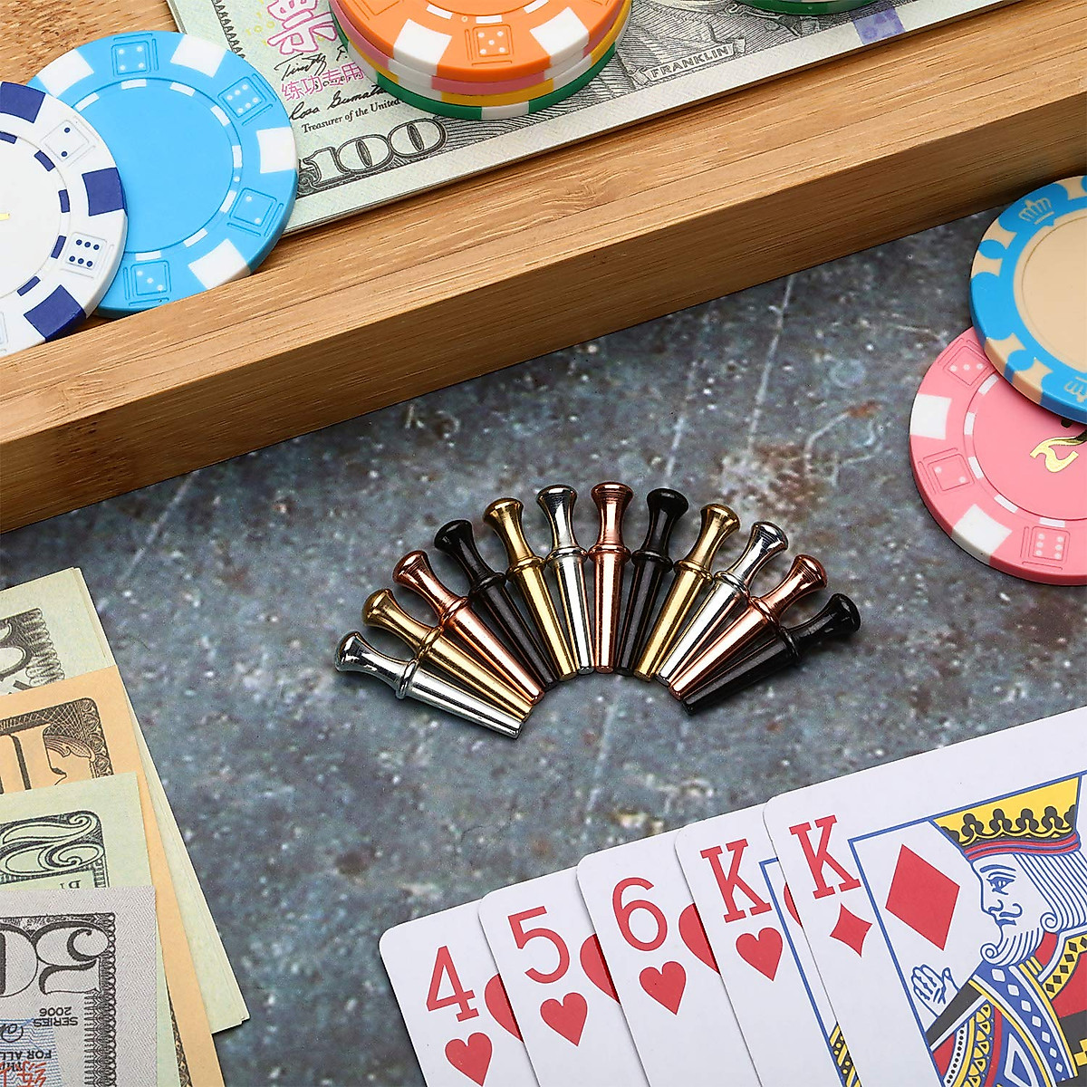 Mudder 8 Pieces Metal Cribbage Pegs Cribbage Board Pegs Fit 1/8 Holes Cribbage Pegs with a Tapered Design for Cribbage with 4 Colors