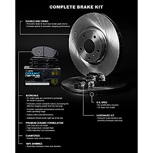 R1 Concepts Rear Brakes and Rotors Kit |Rear Brake Pads| Brake Rotors and Pads| Euro Ceramic Brake Pads and Rotors| Hardware Kit|fits 2013-2018 Ford C-Max, Escape, Transit Connect