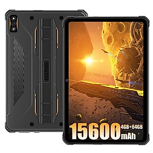 HOTWAV R5 Rugged Tablet 10.1 Inch, 15600mAh Battery Tablet 4GB + 64GB (1TB Expandable) Octa-Core, 16MP+16MP Camera Outdoor Tablet Android 12 Ip68 Waterproof Dual SIM 4G LTE/5G WiFi/Face ID/GPS/OTG