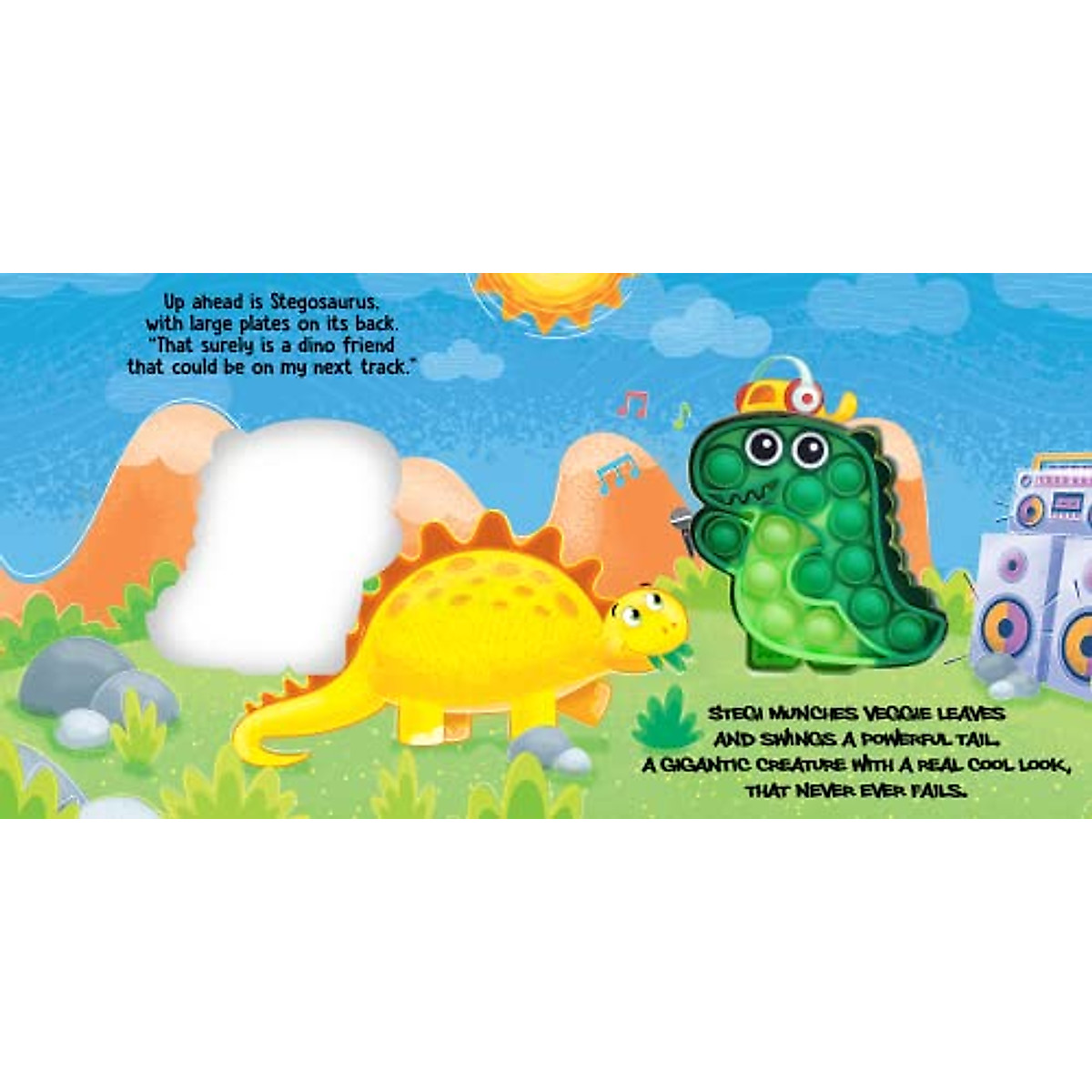 POPasaurus - Children's Touch and Pop Board Book with Fidget Pop Toy