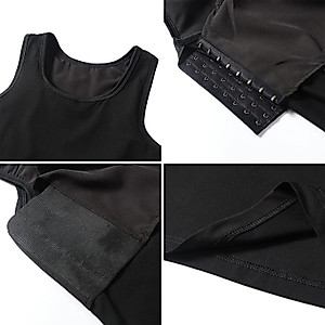JARAZIN Tomboy Transgender Lesbian FTM Cotton Long Elastic Band Built-in Chest Binder (Large, Black 1)