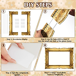 Beeveer Upgraded 32 x 24 Inch Large Photo Booth Props Picture Frame Vintage Photo Frame Friends Selfie Props for Wedding Mexico Birthday Bachelorette Party Supplies(Gold Style)