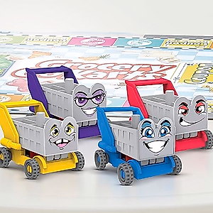 Grocery Go Karts Board Game for Preschoolers and Kids Ages 4 and Up, Building Game with Mini Groceries, Preschool Games for 2-4 Players