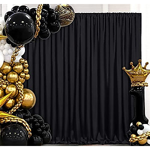 Black Backdrop Curtains Polyester Backdrop for Curtains Black Curtain Fabric 2 Packs 5ftx8ft Polyester Backdrop for Party