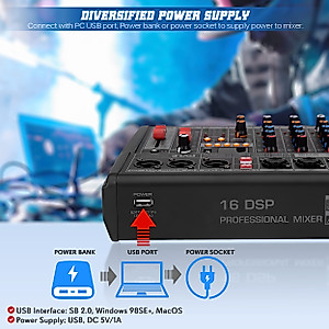 Pyle Professional Bluetooth DJ Audio Mixer - 3 - Channel DJ Controller Sound Mixer w/DSP 16 Preset Effects, USB Interface, 3 Mic/Line Input, Built-in FX Processor MP3 Player, Headphone Jack -PMX462