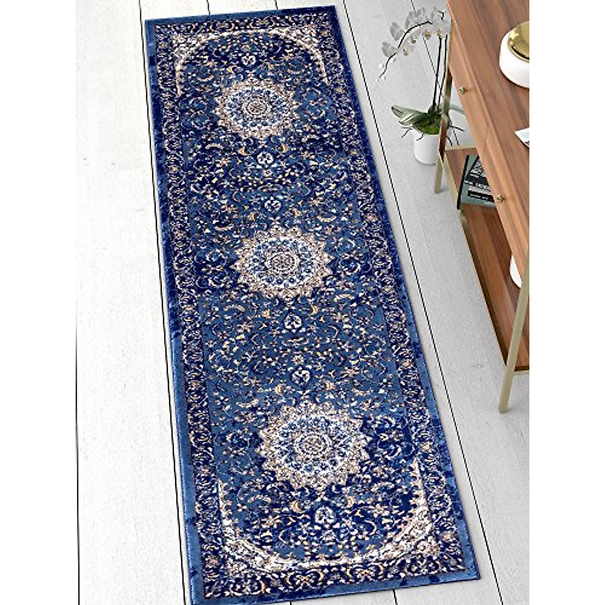 Well Woven Mahal Luxbury Traditional Area Rug, 2'3" x 7'3" Runner, Blue