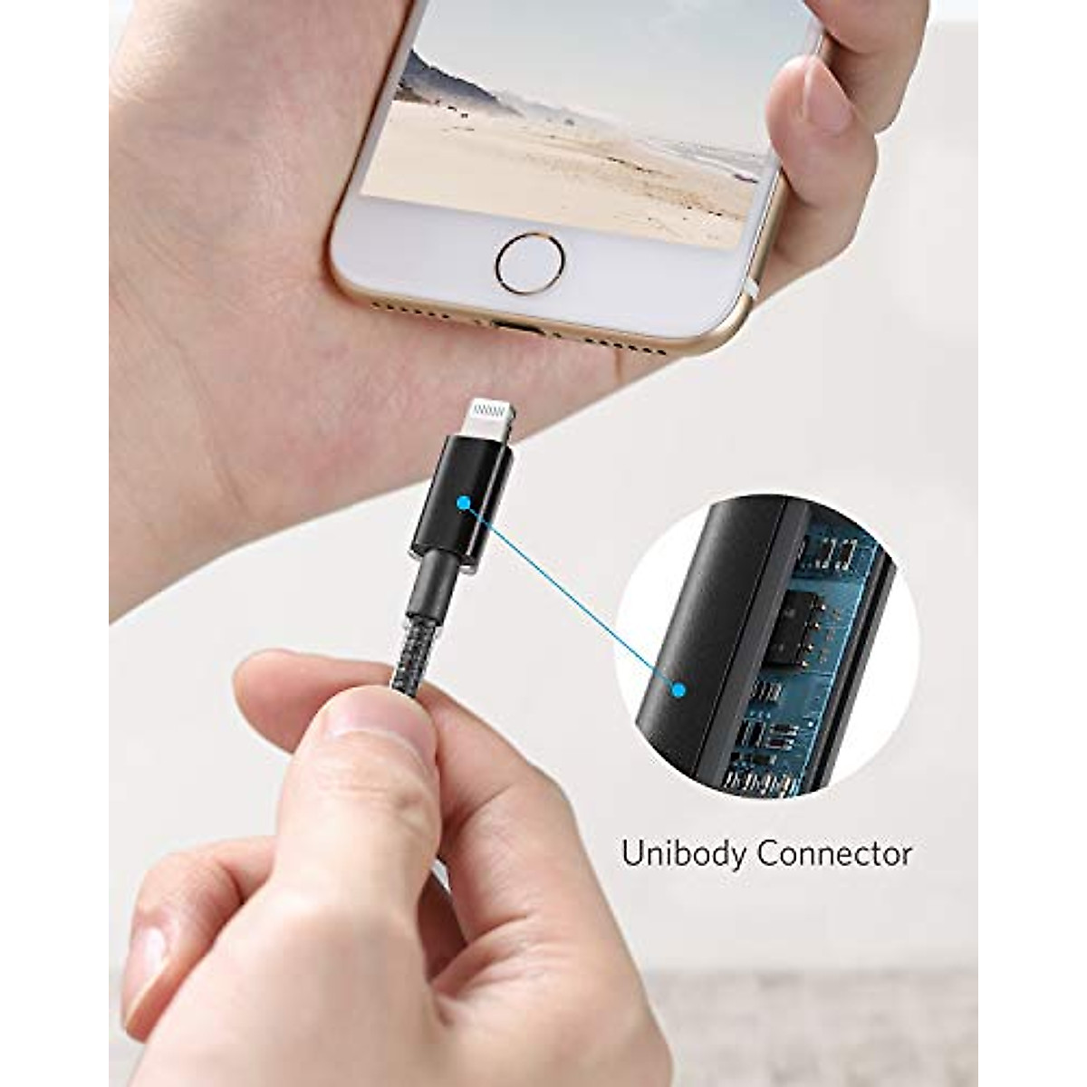 Anker 6ft Premium Double-Braided Nylon Lightning Cable, Apple MFi Certified for iPhone Chargers, iPhone X/8/8 Plus/7/7 Plus/6/6 Plus/5s, iPad Pro Air 2, and More(Black)