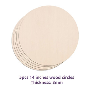 10PCS 14Inch Cutouts Blank Round Wood Slice Wood Circles for Crafts, Unfinished Wooden Slices Blank Round Wooden Circles, Wood Circles for Painting, DIY Door Hanger, Home, Party, Decor 0.1 Inch Thick
