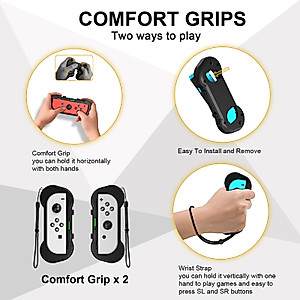 ZKKEIIE Switch Sports Games Accessories, 12 in 1 Accessories Bundle Pack include Swords, Golf Clubs, Tennis Rackets, Wrist Bands and Straps, Switch Accessories Kit Compatible with Switch/Switch OLED